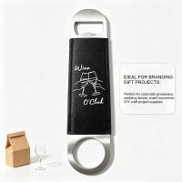China Blank Laser Engravable Vegan PU Leather Stainless Bottle Opener, Double sides customizable, laserable blanks for CO2 laser & DIY engraving projects for sale