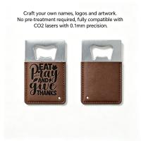 China Blank Laser Engravable Vegan PU Leather Stainless Bottle Opener, Double sides customizable, laserable blanks for CO2 laser & DIY engraving projects for sale