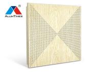 China Wood Grain Perforated Acoustic Aluminum Ceiling Tiles 600x600mm for Living Room Decoration for sale