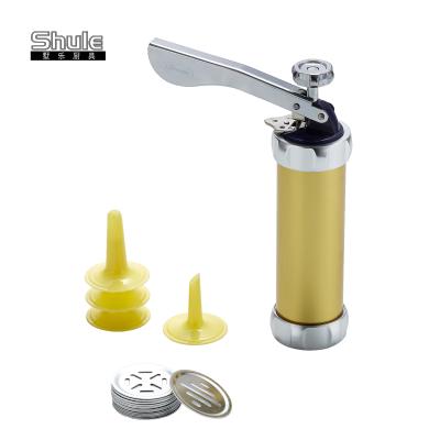 China 6 Nozzles Cookie Press Gun Kit 12 Flower Mold Pastry Tips Aluminum ABS for sale
