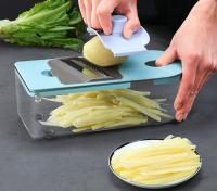 China ABS SS Kitchen Vegetable Chopper With Container For Cheese Carrots Onion Tomato Plantain for sale