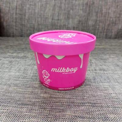 China Custom 12 Oz Disposable Ice Cream Bowls 300gsm Paper Yogurt Cups for sale