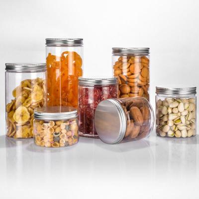 China Snacks Dried Fruit Kitchen Storage Clear Plastic PET Jar With Lids for sale