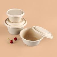 China Disposable Biodegradable Sugarcane Bagasse Bowl with Lid 400ml 450ml Eco Friendly for sale