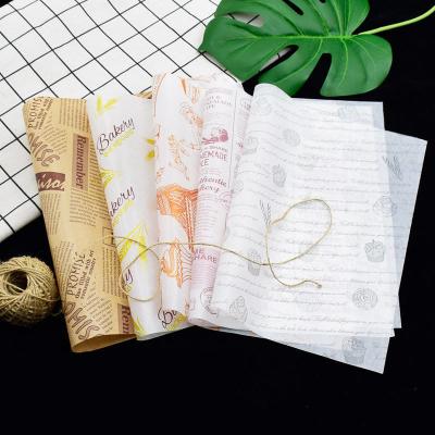 China Custom Logo Printed Greaseproof Wax Food Wrapping Paper 30x30 cm Offset Printing Virgin Baking Paper for sale