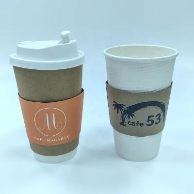 China 12oz White Paper Cup Sleeve with Button Eco Friendly Customizable 100 Pack for sale