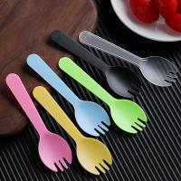 China Disposable Plastic Spoon Fork Knife Set 3-in-1 Eco-Friendly Flatware for Ice Cream Shop for sale