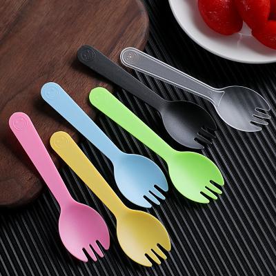 China Disposable Plastic Spoon Fork Knife Set 3-in-1 Eco-Friendly Flatware for Ice Cream Shop for sale