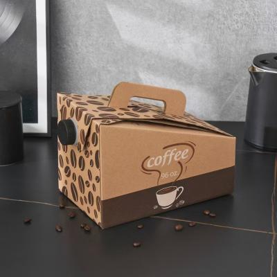 China 96 oz Disposable Insulated Coffee Traveler Dispenser Corrugated Cardboard Take Out Box with Handle for Catering for sale