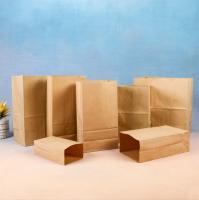 China Custom Logo Kraft Paper Bags Grease Resistant Square Bottom 8x4x12 Inch for Fried Chicken Cakes Bread and Flower Packaging for sale