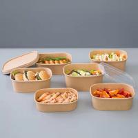 China Custom Printed Kraft Paper Bowls 998ml Disposable Takeout Containers with Lids Thick Fast Food Packaging for sale