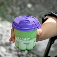 China Cute and Creative Cat Claw Cup Disposable Coffee Cup with Lid Transparent High Beauty Cold Drink Milk Tea Cup for sale