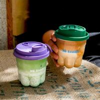 China Cute and Creative Cat Claw Cup Disposable Coffee Cup with Lid Transparent High Beauty Cold Drink Milk Tea Cup for sale