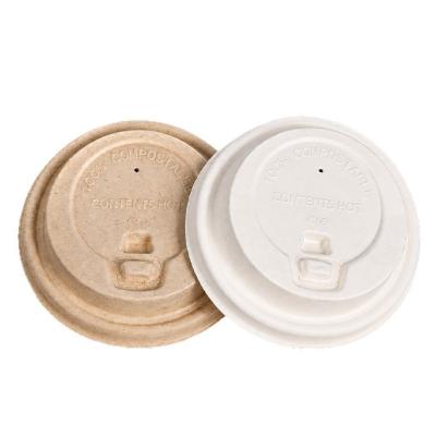 China Wholesale 80/90 Caliber Eco-Friendly Bagasse Pulp Cup Lids - Biodegradable Disposable Covers for Hot & Cold Beverages (Coffee & Milk Tea) for sale