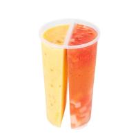 China Wholesale 95mm Caliber Dual Compartment Share Cup – Double-Sided Split Plastic Cup with Lid for Boba Tea, Juice & Mixed Beverages for sale