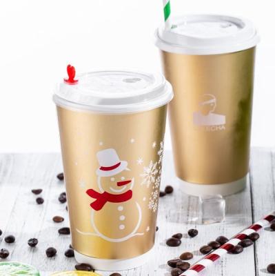 China 16oz Hot Drink Disposable Paper Cup with Lids and Straws 10000pcs MOQ for sale