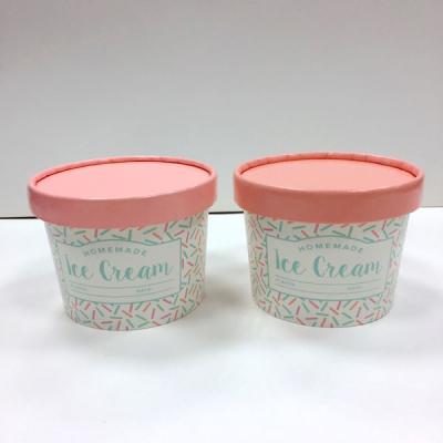 China Custom 16 Oz Printed Paper Ice Cream Cups Food Grade Paperboard Double PE Lined for sale