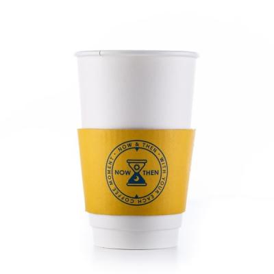 China Custom Hot Drink Coffee Cup Sleeves 150g 250g Corrugated Kraft Paper Flexo Offset Printing for sale
