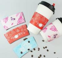 China Biodegradable 12oz Hot Coffee Paper Cup Sleeve Food Grade Corrugated Kraft for sale