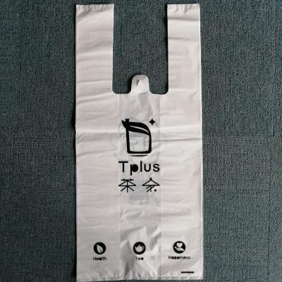 China HDPE Clear T-Shirt Plastic Bags 100% Virgin Material Custom Logo Side Gusset Takeaway Bags for sale