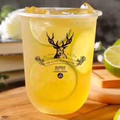 China Restaurants Disposable Iced Coffee Cups With Lids 500ml U Shape Cups for sale