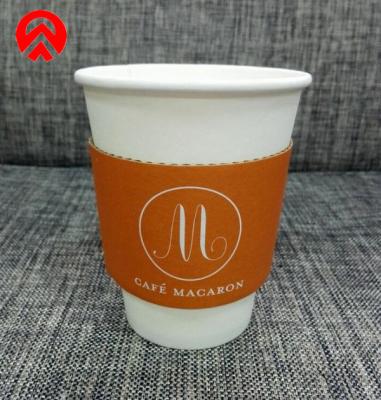 China Custom Hot Paper Coffee Cup Sleeves 8oz 12oz 16oz Kraft Corrugated Full Color for sale