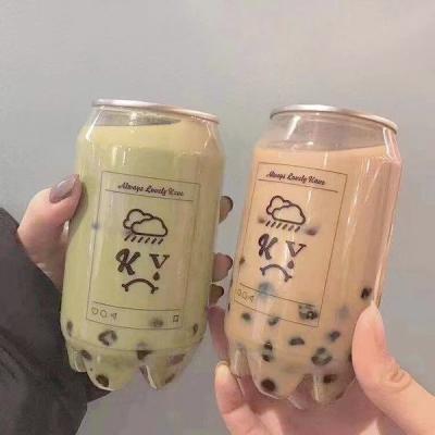 China 330ml Plastic Beverage Bottle Cans for Boba Tea High Clarity Durable Custom Logo for sale