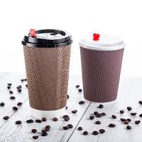 China Custom 16oz Disposable Paper Cup Hot Coffee Ripple Cup Eco Friendly 10000pcs MOQ for sale