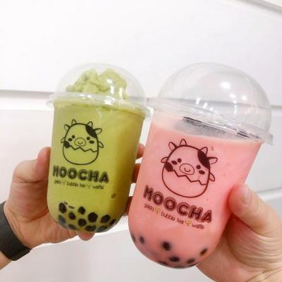 China 500ml Disposable Plastic Boba Cups U Shape with Dome Lids and Straws 90mm for sale