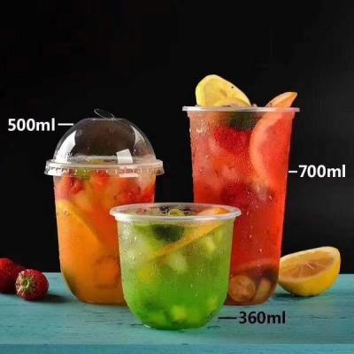 China Round Bottom Disposable PP Plastic Cups 360-1000ml U Shape Cold Drink Cups for sale