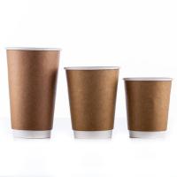 China Kraft Paper Double Wall Hot Coffee Cups 8oz 12oz 16oz 20oz Custom Color for sale