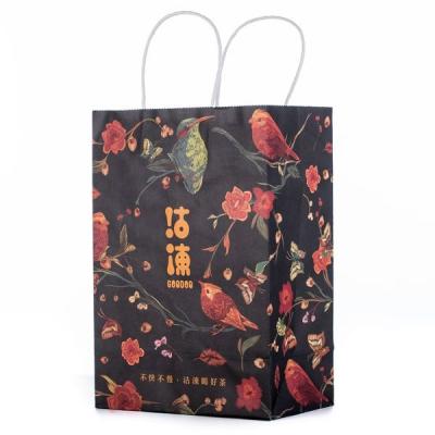 China Custom Kraft Paper Shopping Bags 40-160gsm Recyclable with Logo and Handle Options for sale
