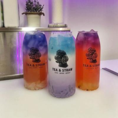 China PET Beverage Glass Bottle 650ml Can Style Easy Open for Juice Milk Tea for sale