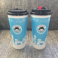 China 16oz Disposable Paper Cups with Lids Eco-Friendly Food Grade for Boba Tea Shops for sale