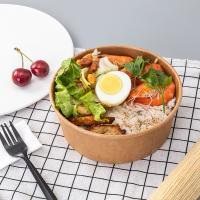 China Kraft Paper Salad Bowl with PET Lid Disposable Food Container Custom Size Food Grade for sale