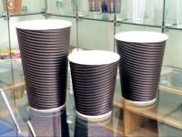 China 8oz 12oz 16oz Black Ripple Paper Cup Eco Friendly Disposable Hot Coffee Cups 330gsm for sale