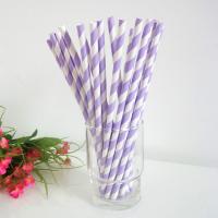 China Stripe Bulk Packed Paper Straws 6mm 260mm for Home School Cocktail Wedding for sale
