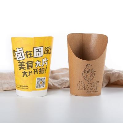 China Custom Logo 12oz 16oz Disposable Kraft French Fries Paper Cups Single Wall Eco Friendly for sale