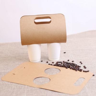 China Kraft Take Away Coffee Cup Carrier Holder for 2 Cups 4 Cups Custom Size 200-300g for sale