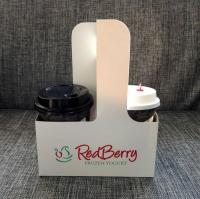 China Eco Friendly Disposable Kraft Paper Coffee Cup Carrier 2 Cup 4 Cup Holder for sale