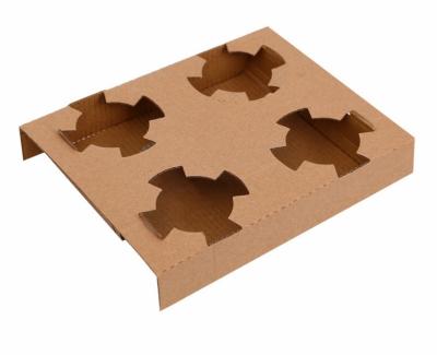 China Custom Logo Kraft Paper Cup Carrier 2 Cup 4 Cup Recycle Brown Coffee Mug Holder for sale