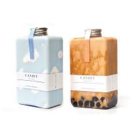 China 500ml Square PET Bubble Tea Bottle Custom Logo BPA Free Reusable for sale