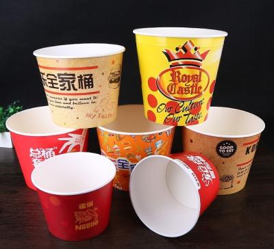 China 150oz Disposable Paper Popcorn Bucket with Lid 216mm Top Diameter for Restaurants for sale