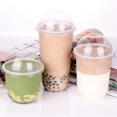 China Disposable Bubble Tea Plastic Cups 12oz 16oz 20oz with Dome Lids High Clarity PP PET for sale