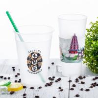 China 500ml PP Injection Disposable Drinking Cup Custom Logo Printed Food Grade for sale