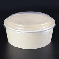 China 1300ml Kraft PLA Biodegradable Salad Paper Bowl with Plastic Lid 100C Oil Resistant for sale
