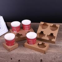 China 4 Cup Kraft Paperboard Disposable Cup Holder Biodegradable Eco Friendly Drink Carrier for sale