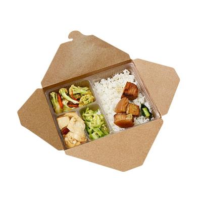 China Disposable Kraft Paper Lunch Box Food Packaging Takeaway Box 500pcs Custom Size for sale