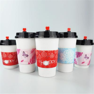 China Eco Friendly White Paper Cup Sleeve for Hot Drinks Double Wall Cups 50 Pack for sale