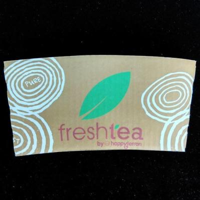 China 12oz 16oz Kraft Paper Coffee Cups with Sleeves OEM Custom Logo FSC Certified for sale